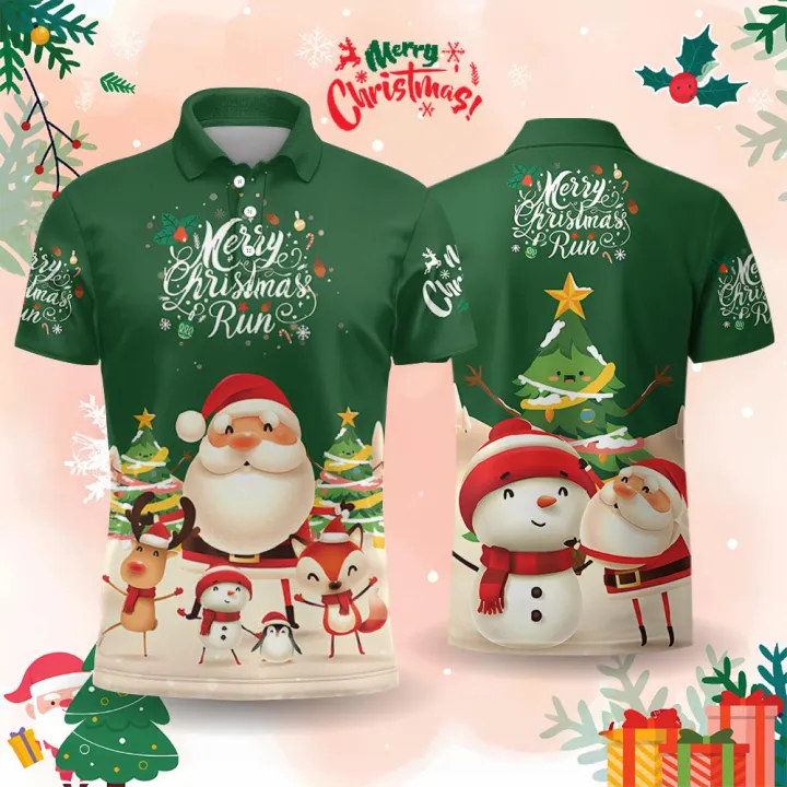 2025 Merry Christmas Polo Shirts Christmas Tree Snowman 3d Printed Polo ...
