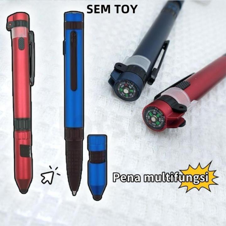 BALLPOINT Pen Light Pulpen 6 in 1 Senter Pen Antena Bulpen Senter Alat ...