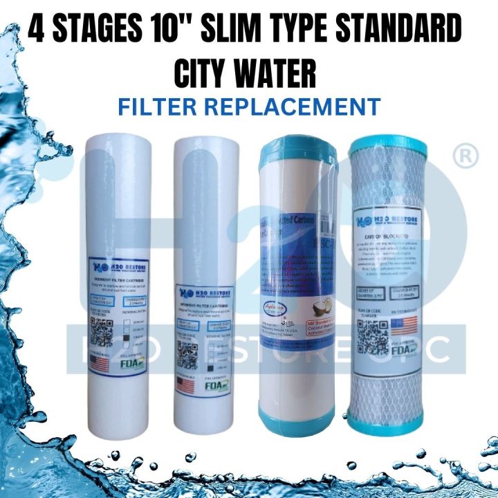 Water Filter 10" Slim Type H2O RESTORE Standard City Water Filter ...