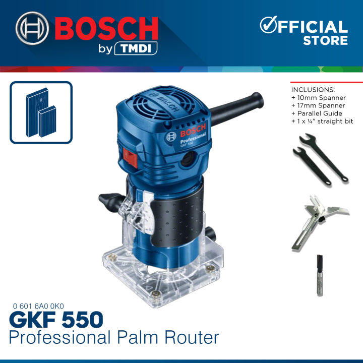 BOSCH Professional Palm Router / Trimmer 550W COC GKF 550 + 1 STRAIGHT ...