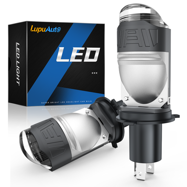 Lupuauto 2ชิ้น หลอดไฟหน้า LED เลนส์ H4 โปรเจคเตอร์ขนาดเล็ก LED H4 9003 HB2 ไฟสูง/ต่ำ สำหรับไฟ ...