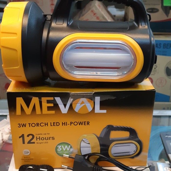 SENTER LED MEVAL 3W SENTER TANGAN LAMPU EMERGENCY MEVAL LAMPU PENERANG ...