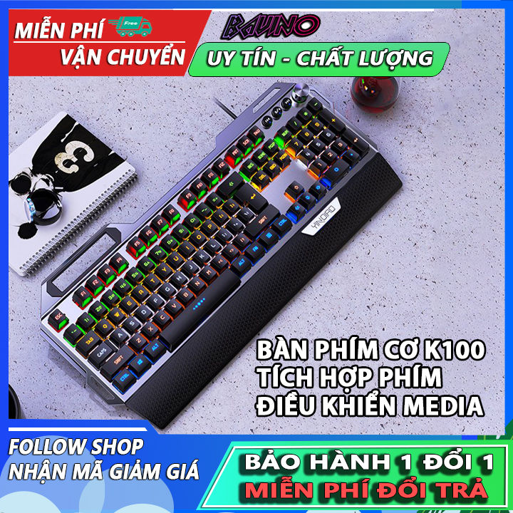 Bàn phím cơ k100 layout full size, bàn phím máy tính k100 tích hợp LED ...