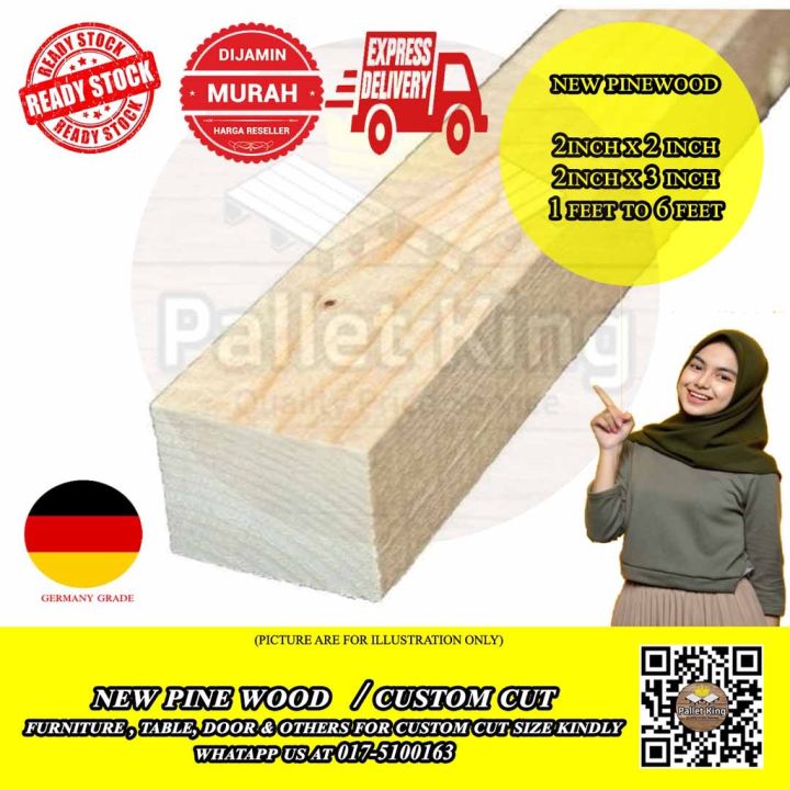 [Ready Stock[ 🌲Kayu Pine Baru 2 x 2🌲 | Pine Wood 2 x 4 | Kayu Beluti ...