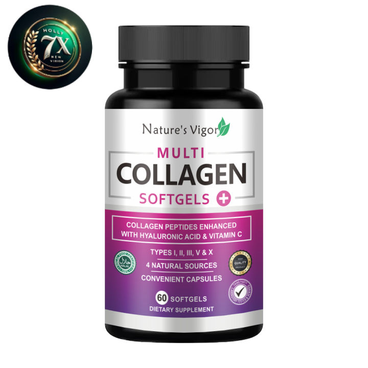 Multi-Collagen Capsules by NATURE'S VIGOR for Skin, Hair & Joint Health ...