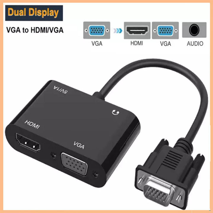 VGA to HDMI VGA Splitter with 3.5mm Audio Converter Support Dual ...