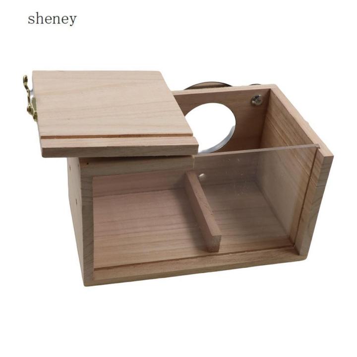 SHENEY Transparent Window Wooden Parrot Breeding Box Acrylic/Wood Bite Resistant Wooden Parrot ...