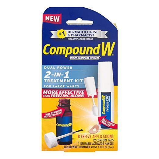 Compound W Dual Power 2 in 1 Treatment Kit for Large Warts (8 Freeze ...
