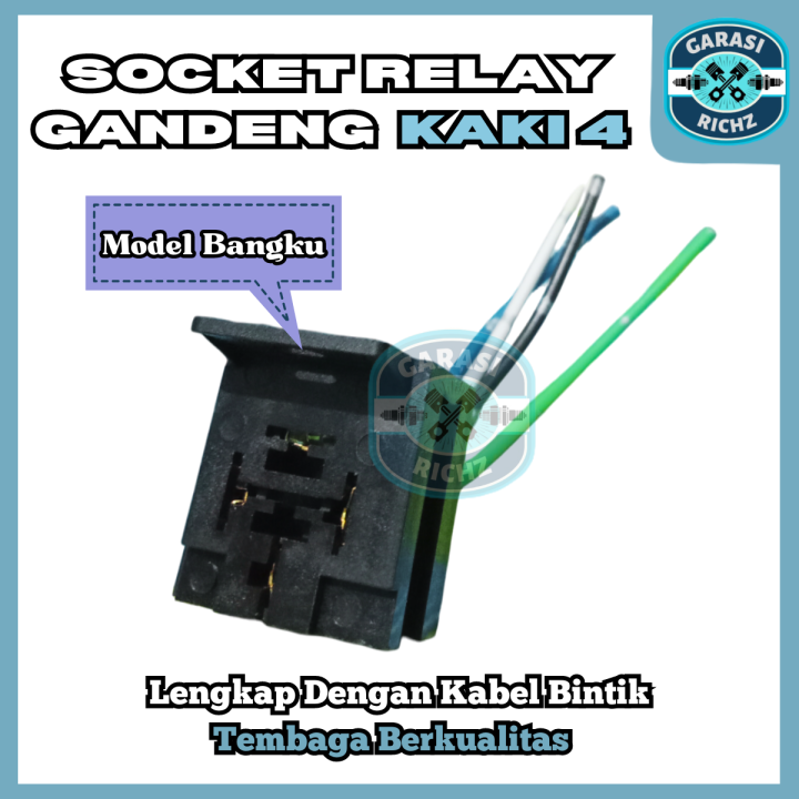 SOCKET / SOKET / RUMAH RELAY GANDENG MODEL BANGKU KAKI 4 DENGAN KABEL ...