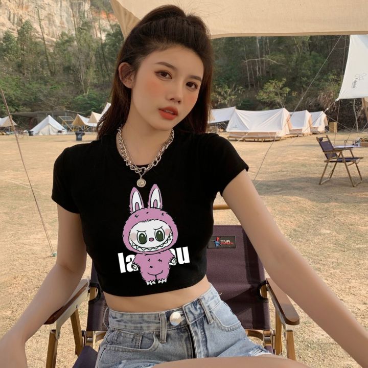 NEW🔥 “LABUBU” crop top เเขนสั้น ส่งจากไทย เปิดสะดือเสื้อสั้น รหัสเฉลี่ย ...