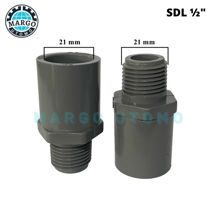 2 Pcs Fitting Pvc Sambungan Pipa Pvc Sock Drat Luar Sdl 1 2 Inch