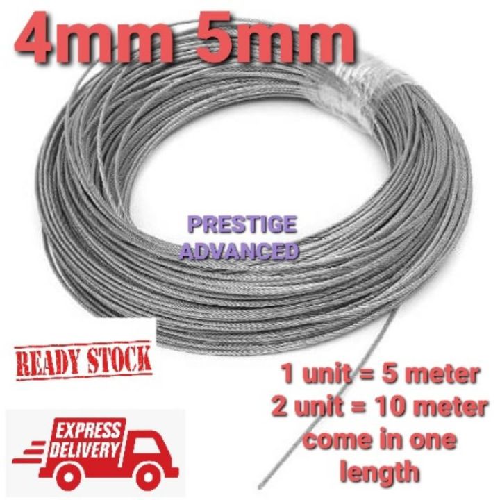 5 meter/ unit Galvanized Steel Wire Rope 4mm 5mm 10mm Heavy Duty ...
