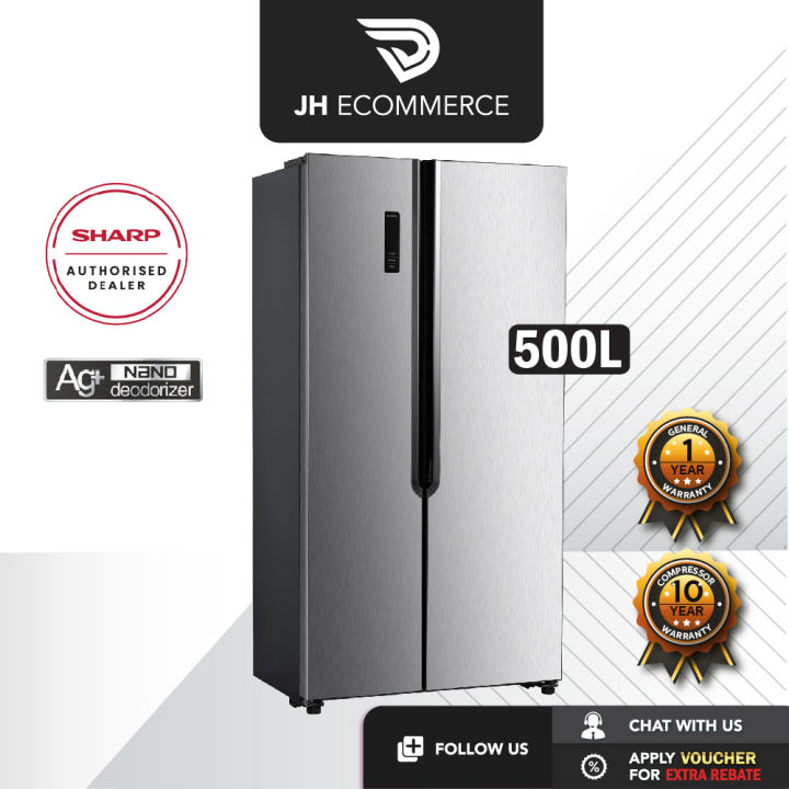 Sharp Japan 500L 2 Door Ag+ Nano Deodorizer Side By Side Refrigerator ...