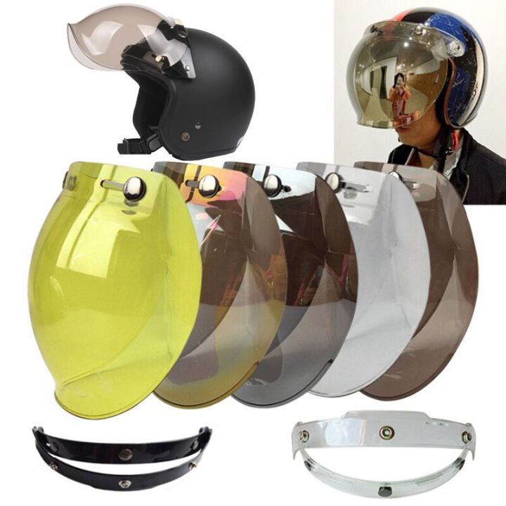3-snap Open Face Helmet Visor Vintage Retro Motorcycle Helmet Bubble ...