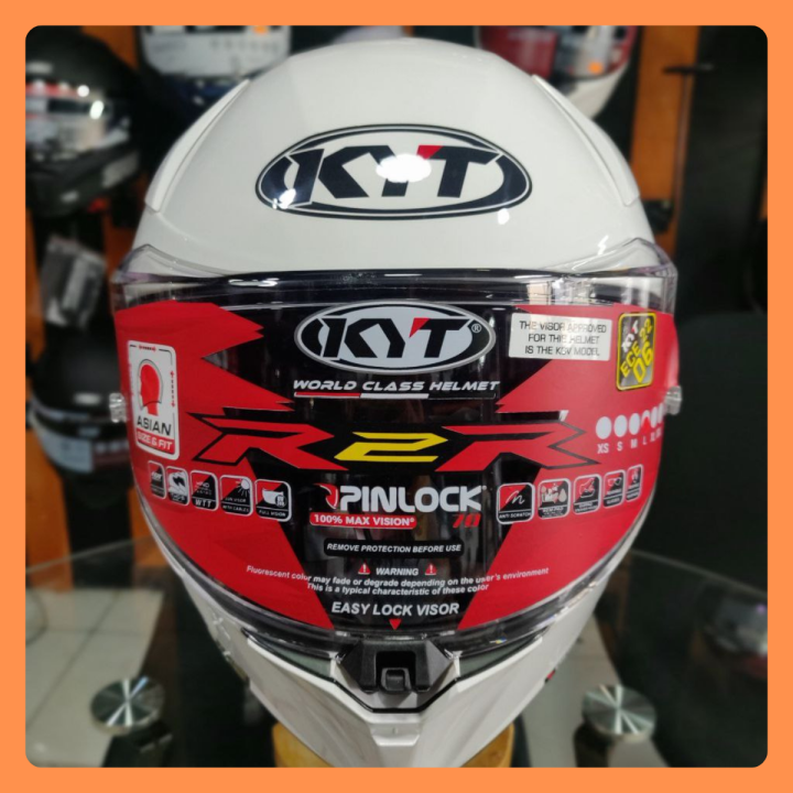 KYT r2r plain white dual visor fullface helmet gloss white | Lazada PH