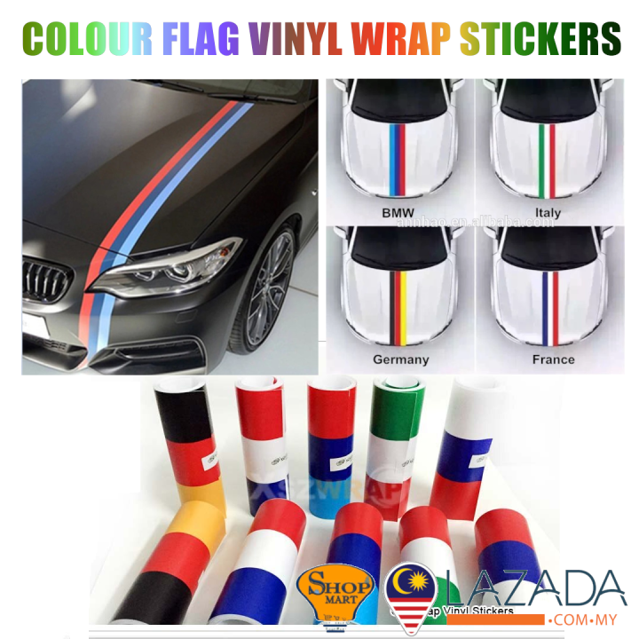 Car Stripe Sticker Three Tone Colour High Glossy Flag Strip Stickers ...