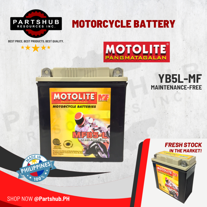 MOTOLITE MOTORCYCLE BATTERY YB5L-MF MAINTENANCE-FREE (NMax,Aerox,Click,PCX,ADV) | Lazada PH