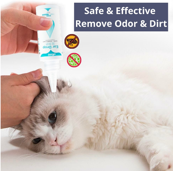 Ear drops for cats and dogs 60ml, remove mites and odor, clean ear ...