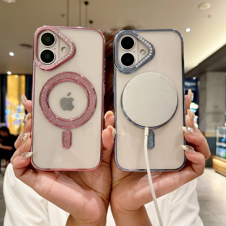 Glitter Magnetic Charging Case for Iphone 16 Promax 15 Plus 14 Pro 13 ...