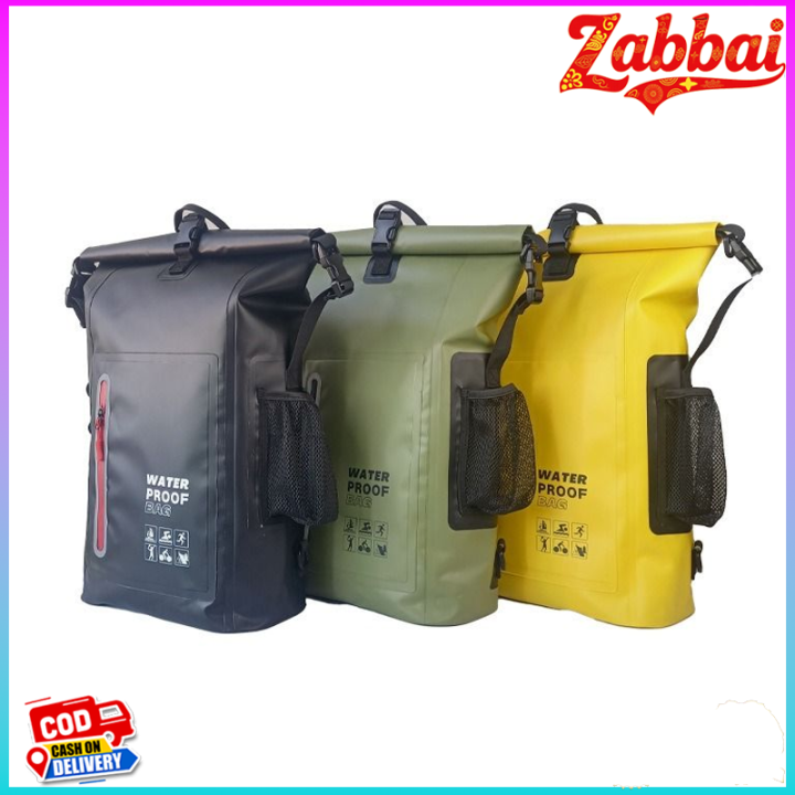 Zabbai กลางแจ้ง กระเป๋ากันน้ำ แบบสะพายหลัง ถุงกันน้ำ ถุงทะเล PVC ...