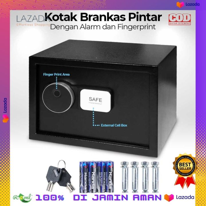 Kotak Brankas Pintar Safety Box Alarm Fingerprint/ Kotak Brangkas duit ...