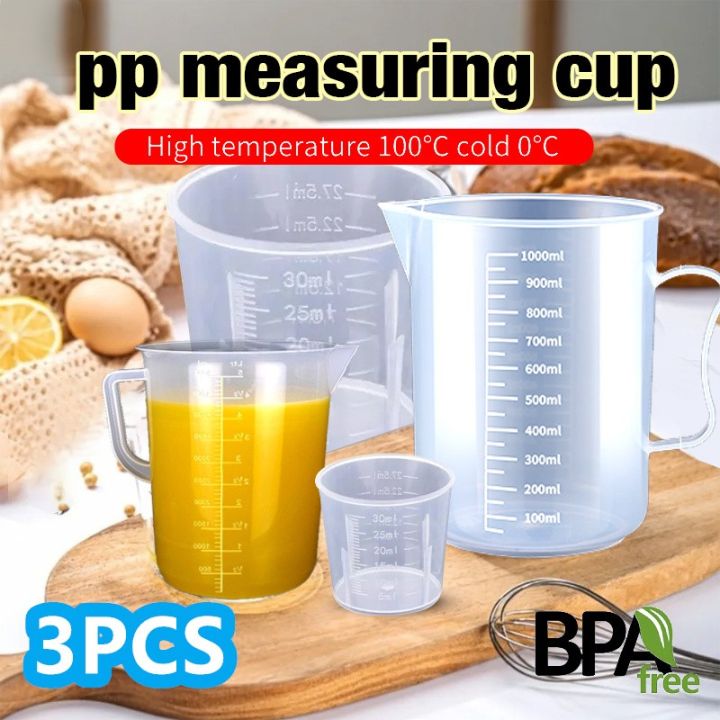 3PCS Clear Plastic Measuring Cup Set For Liquid Baking Beaker Liquid Measure 20ML 30ML 50ML ...