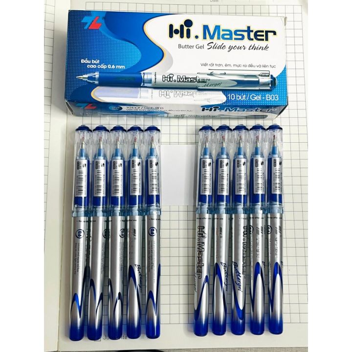 Bút mực nước Gel B Thiên Long GEL-B03- Bút B Master Đầu bi 0.6mm- 3 màu mực- Xanh/ Đỏ/ Đen- Viết ...