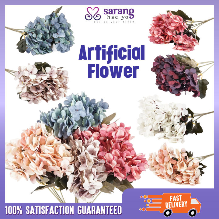 Mini Hydrangea Artificial Flower Pastel Color Bunga Hiasan Deco Bunga ...