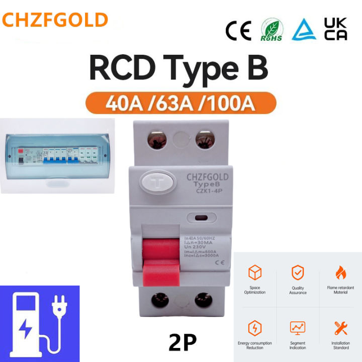 Rccb Type B CHZFGOLD 2P 30mA 100MA 300MA 40a 63a 230V 400V Rccb Price Circuit Breaker Rccb Type ...
