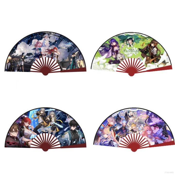 ZJT Genshin Impact Honkai Star Rail Fans Bamboo Fan Ayaka Yae Miko ...