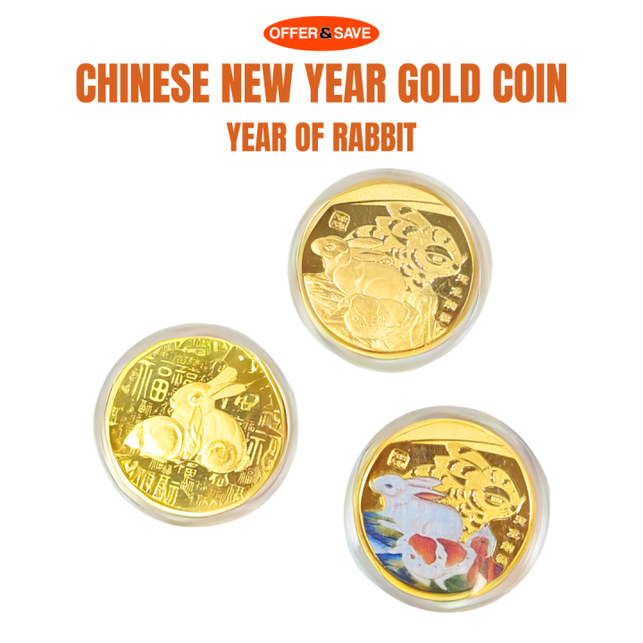 CNY Rabbit Gold Coin 1 Pc Assorted Collectible Gold Coin 1 | Lazada ...