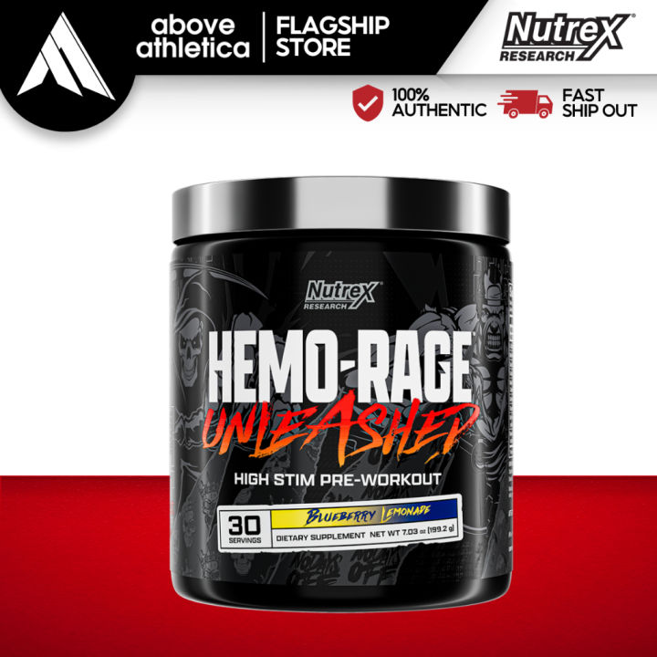 Nutrex Hemo Rage Unleashed High Stimulant Pre Workout Powder - 30 ...