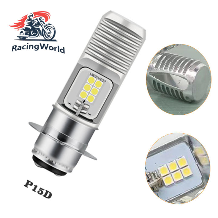 MOTORCYCLE ORIGINAL P15D 6LED HEADLIGHT H4 LED HS1 High and low white ...
