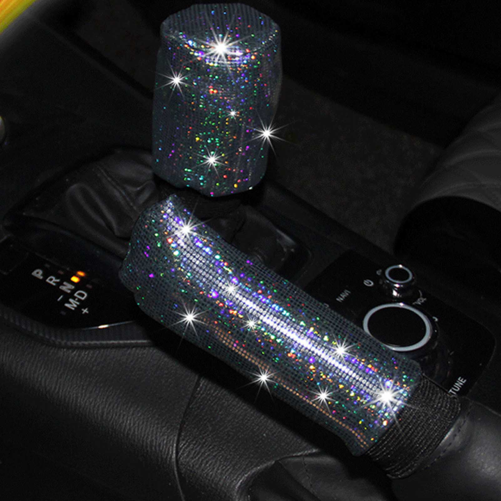 Full Diamond Crystal Car Gear Shift Collar Cover Glitter Rhinestones ...