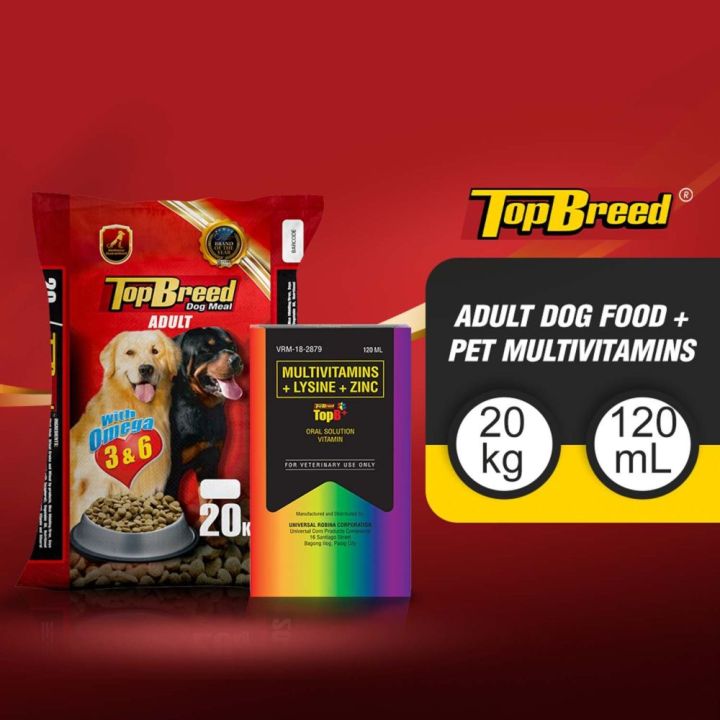 TopBreed Adult Meal Dry Dog Food 20kg + TopBreed TopB+ Pet ...