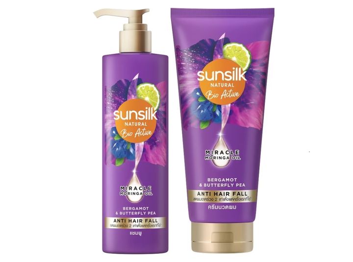 SUNSILK Natural Bergamot Butterflypea Anti Hair Fall SET(Shampoo 380ml ...