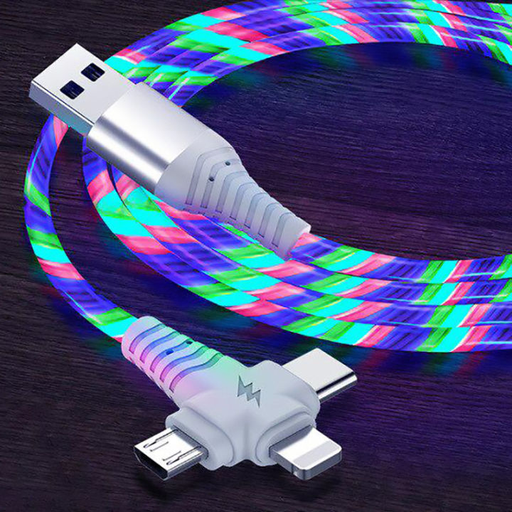 VAORLO 3 in 1 Flow Luminous Lighting usb Charging cable LED Glowing ...
