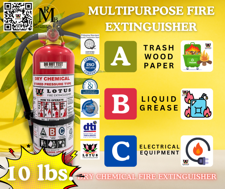 10 5 and 2 lbs Fire Extinguisher (Lotus Brand) Dry Chemical For Fire ...
