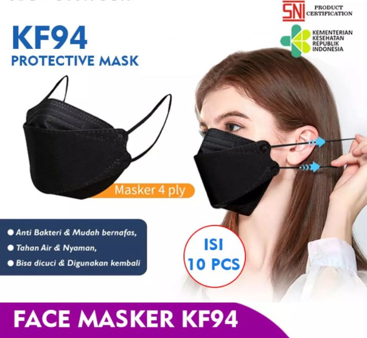 Masker KF94 / Masker KF94 Isi 10 Pcs / Masker KF94 Hitam dan PUTIH ...