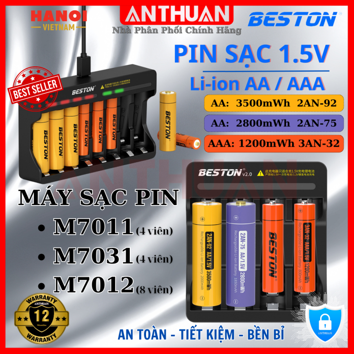Pin sạc Beston 1.5V AA AAA , Máy sạc pin Tiểu 2A Đũa 3A M7011 M7012 ...