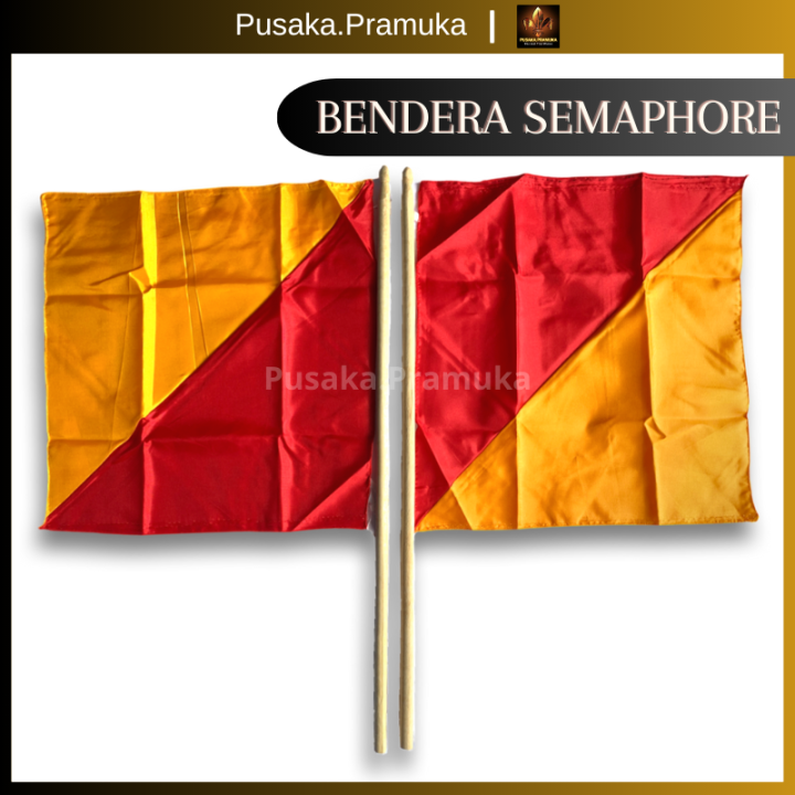 Bendera Semaphore dan Stik Semaphore Pramuka Sepasang Ukuran Bendera 25 ...