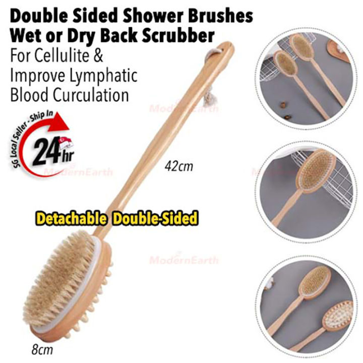 [SG Stock] Detachable Body Brush, 2 Sided Brush Natural Bristle ...