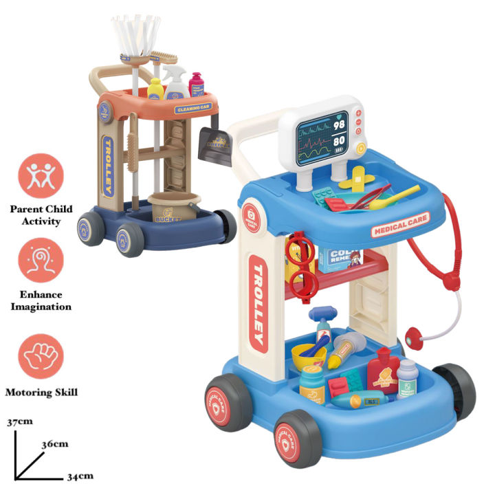 Kids Pretend Play Doctor Playset with Push Trolley | Lazada Singapore