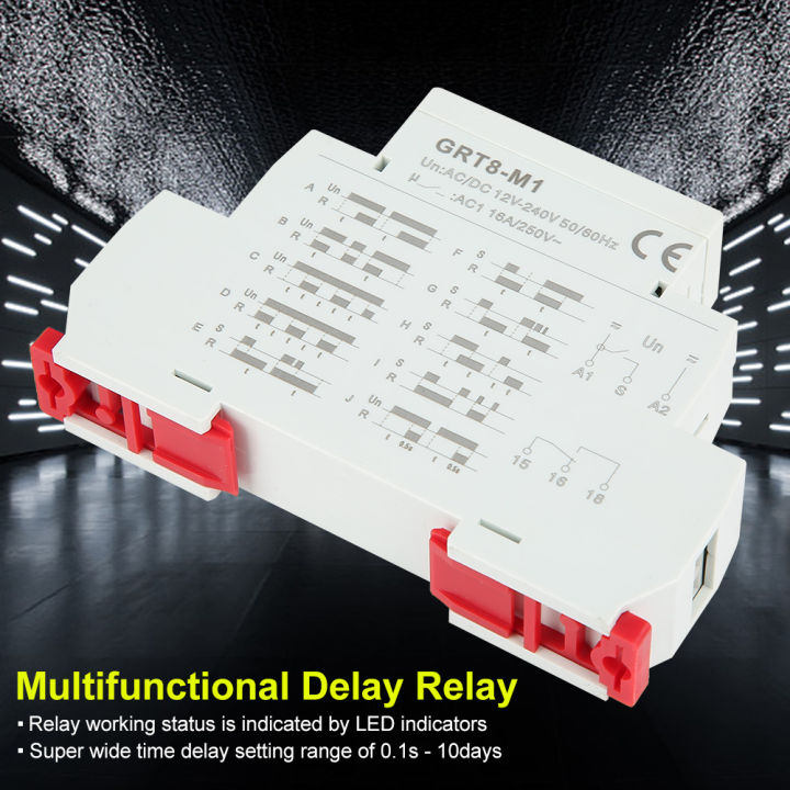 GRT8-M1 Multifunctional Delay Time Relay with 10 Functions DIN Rail ...