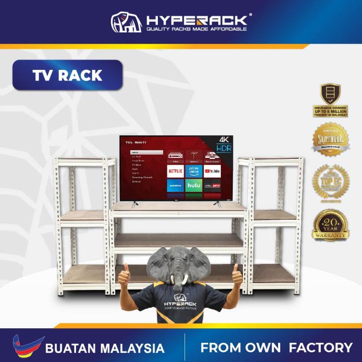 HYPERACK ™️ [Best Quality] Rak TV Rack Shelf TV Cabinet 4ft 5ft Storage ...