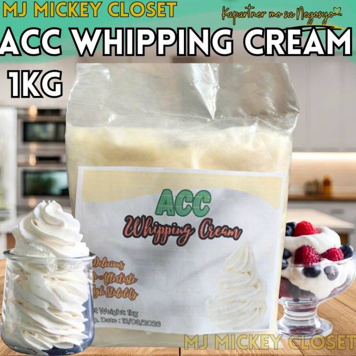 ACC WHIPPING Creme 1kg for Topping Icing Piping Coating Cakes Frappes ...