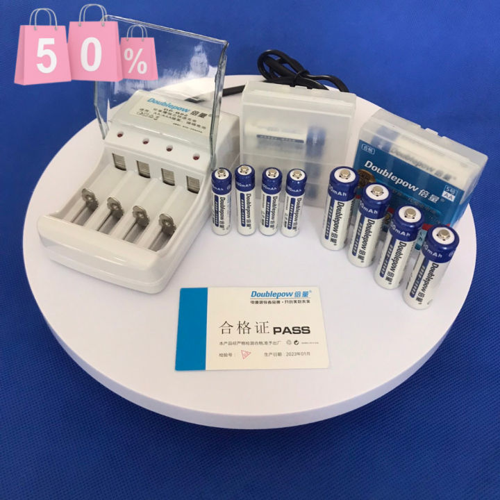 ชุดชาร์จ 4 ช่อง PLUG (220V) + ถ่าน AA 1200 mAh 4 ก้อน + ถ่าน AAA 1250 ...