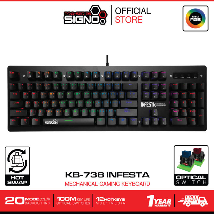 SIGNO Mini RGB Mechanical Gaming Keyboard รุ่น INFESTA KB-738 (เกมส์ ...