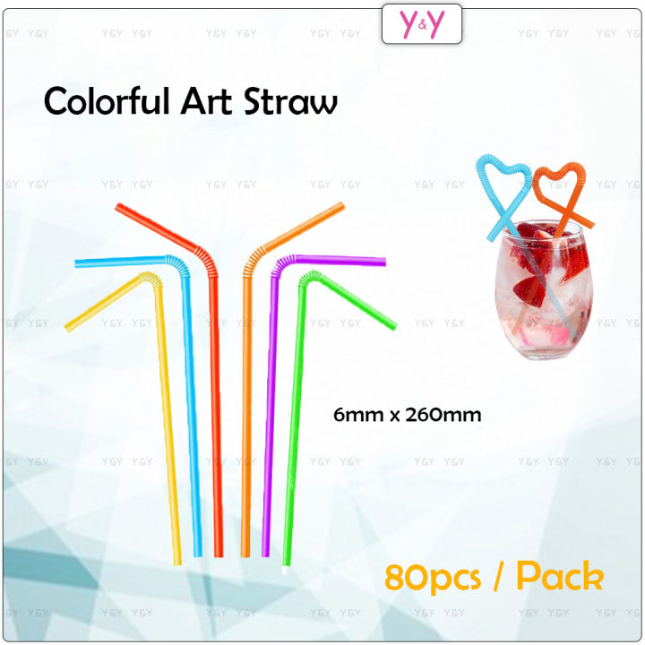 80pcs Flexible Straw / Art Straw 6mm x 260mm Colorful / Party ...