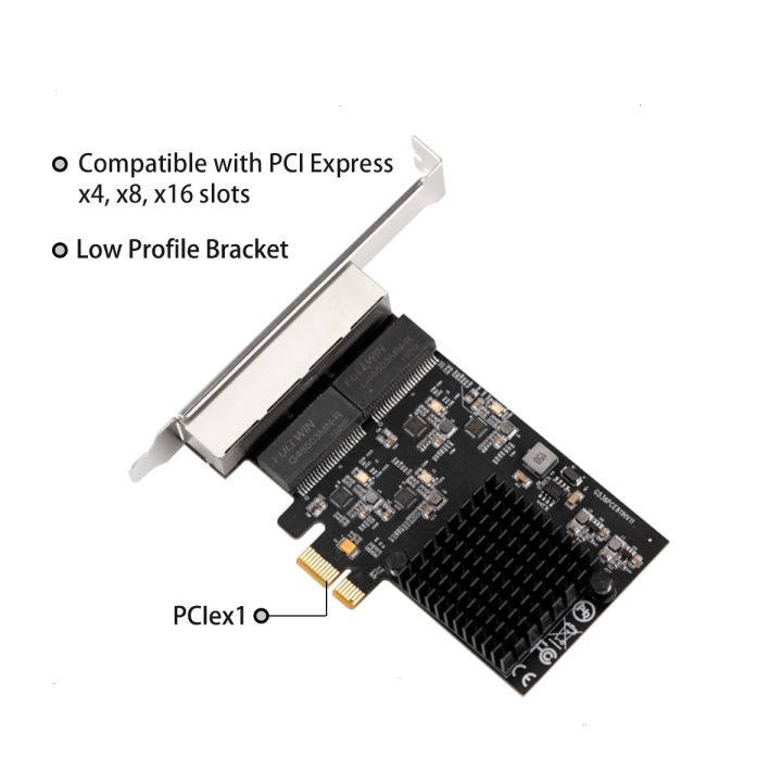[fenke] IOCREST PCIe 4 Ports Gigabit Ethernet Controller Card 1x ...